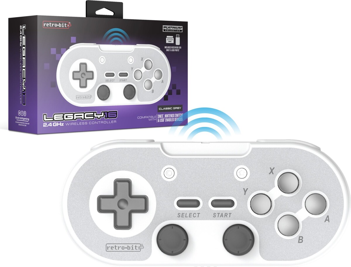 Retro-bit - Legacy 16 Trådløs Controller - Grå | Se tilbud og køb på ...