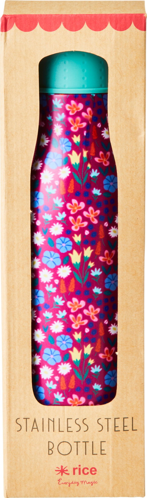 Rice - Termoflaske I Rustfrit Stål - 500 Ml - Blomster Print - Pink Blå ...