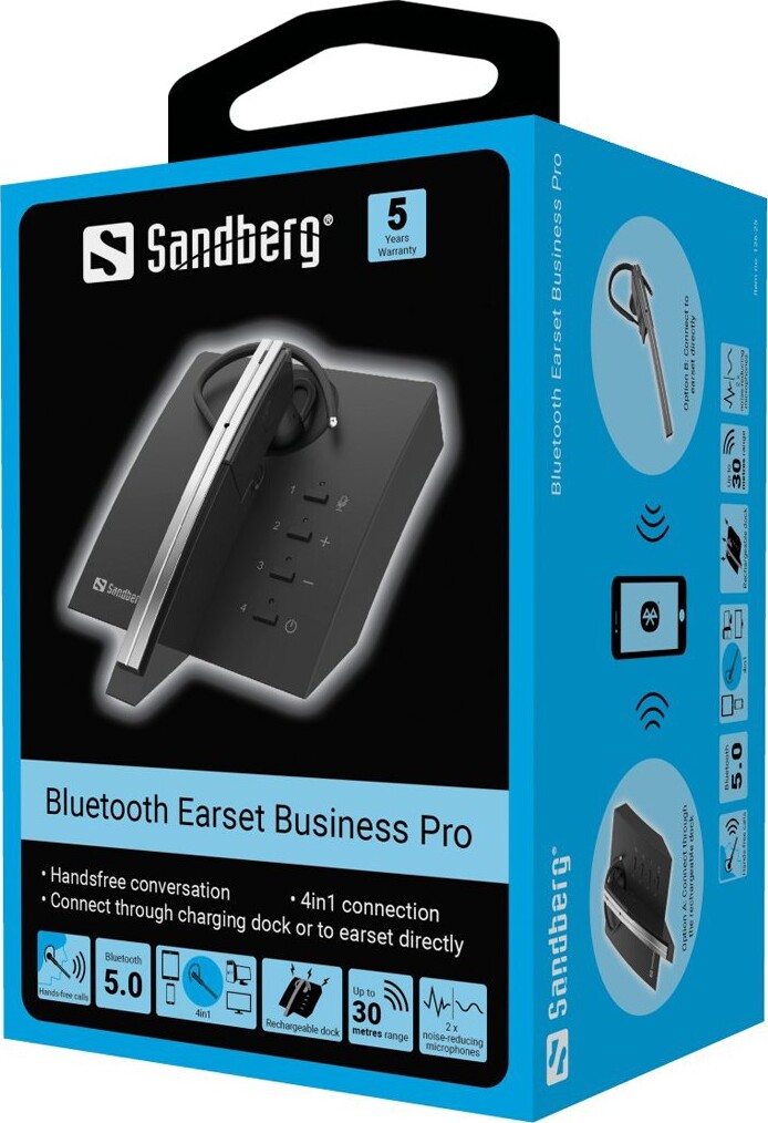 Sandberg - Bluetooth Earset Business Pro - Chat Headset | Se tilbud og køb på Gucca.dk