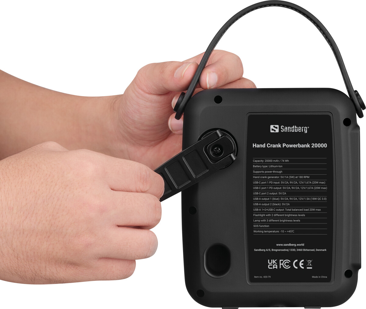 Køb Sandberg - Hand Crank Powerbank 20.000 Mah - Gucca.dk