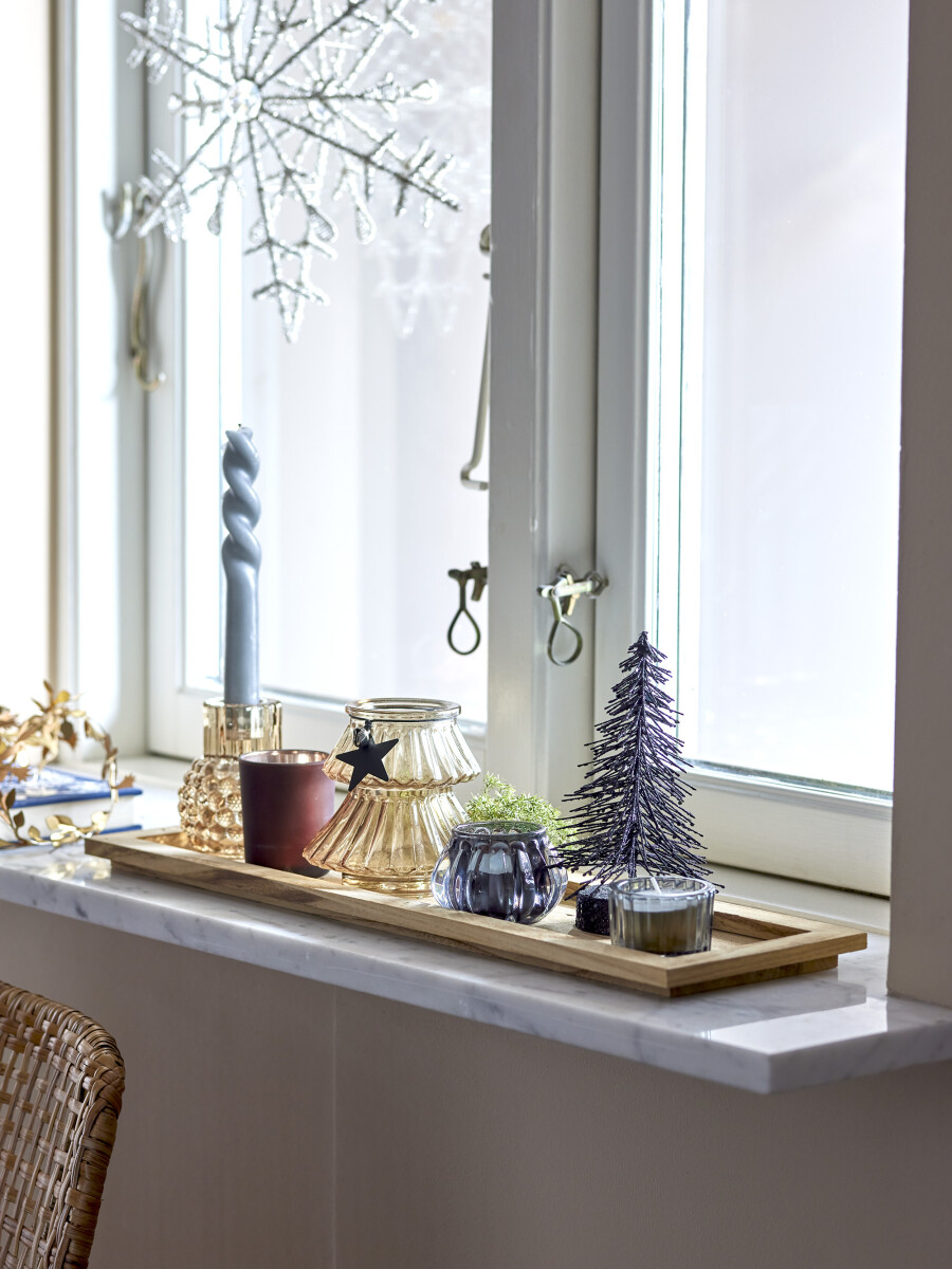 Bloomingville - Sanga Bakke Med Fyrfadsstager - Brun - Glas - 7 Dele ...