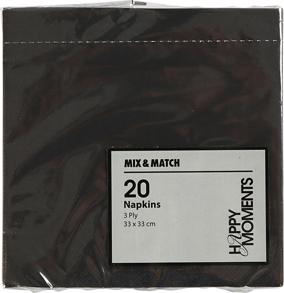 Køb Servietter - Sort - 20 Stk fra Happy Moments - Gucca.dk