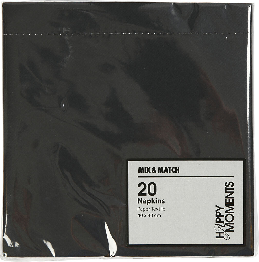 Køb Servietter - Sort - 20 Stk fra Happy Moments - Gucca.dk