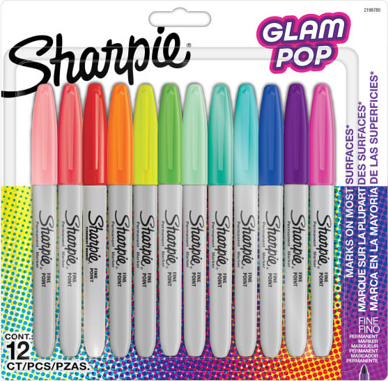 Sharpie - Permanent Marker Fine Glam Pop 12-blister - 2198780 | Se ...