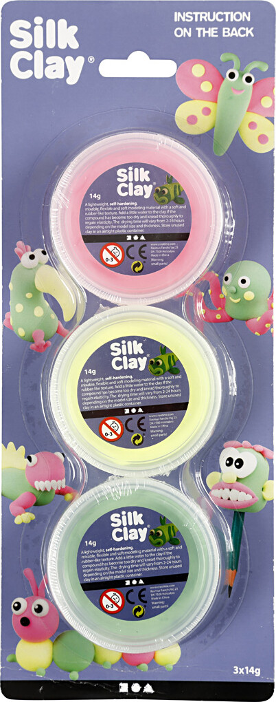 Køb Silk Clay - 3 Farver - Modellervoks Sæt - 3X14 G - Gucca.dk