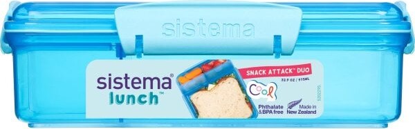 Sistema - Snack Attack Duo Madkasse - Lunch - 975 Ml - Blå | Se tilbud ...