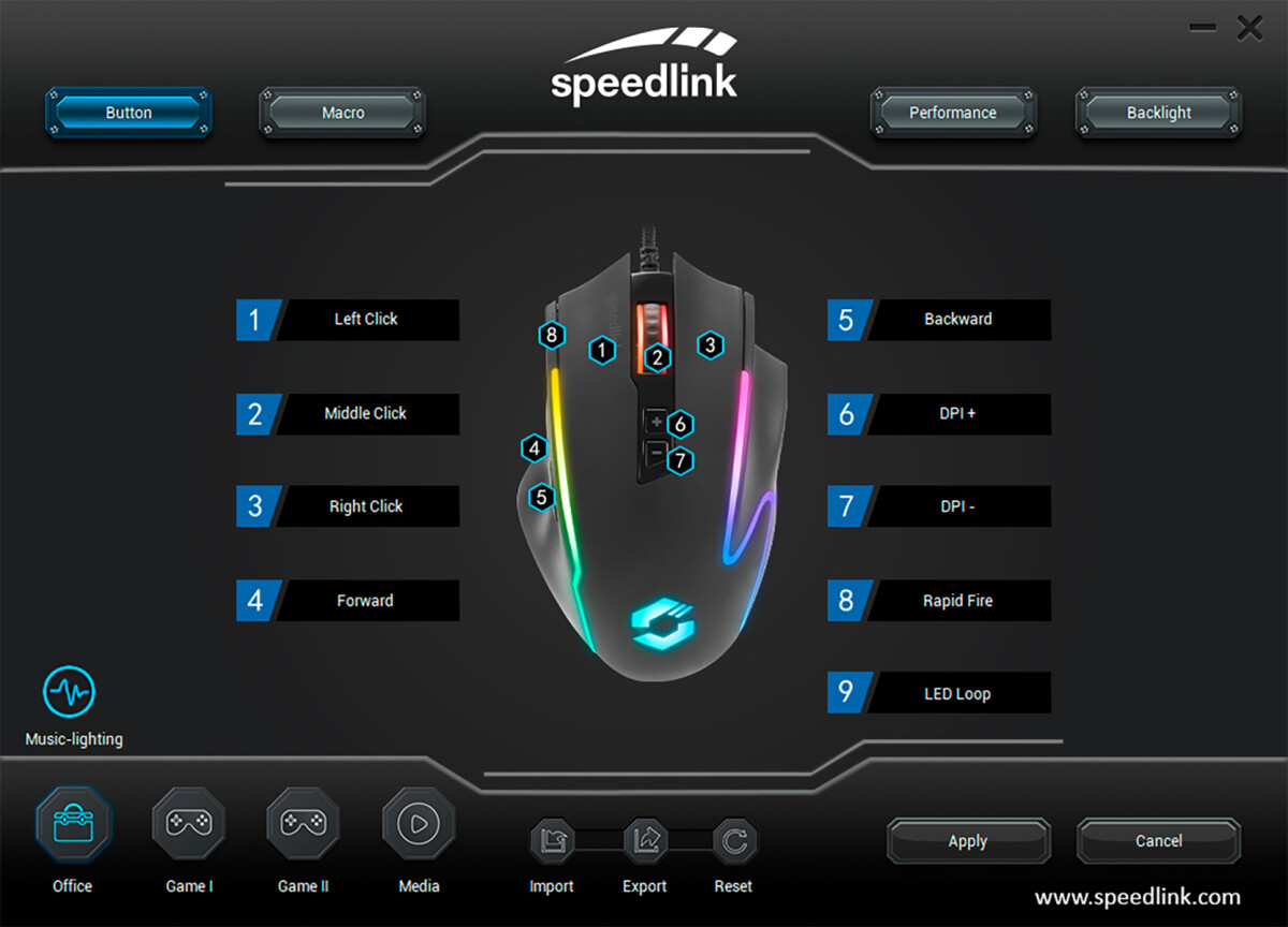 Køb Speedlink - Decus Nx Rgb Gaming Mouse, Rubber-Black - Gucca.dk