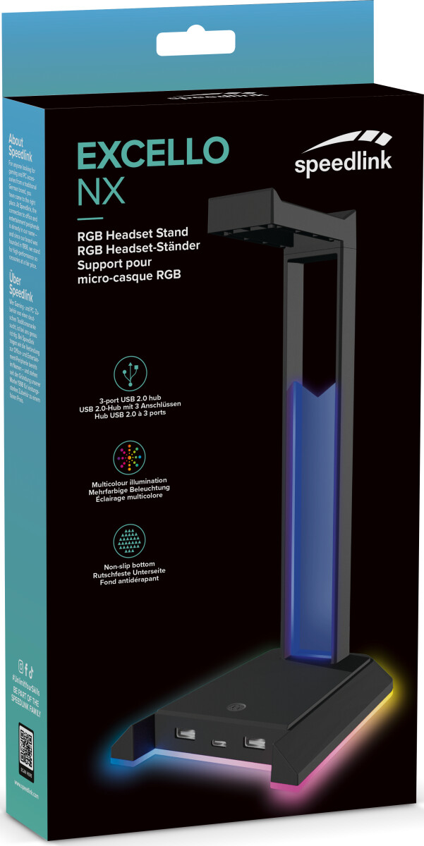 Køb Speedlink - Excello Nx Rgb Headset Stand, Usb 2.0 Hub, Sort - Gucca.dk