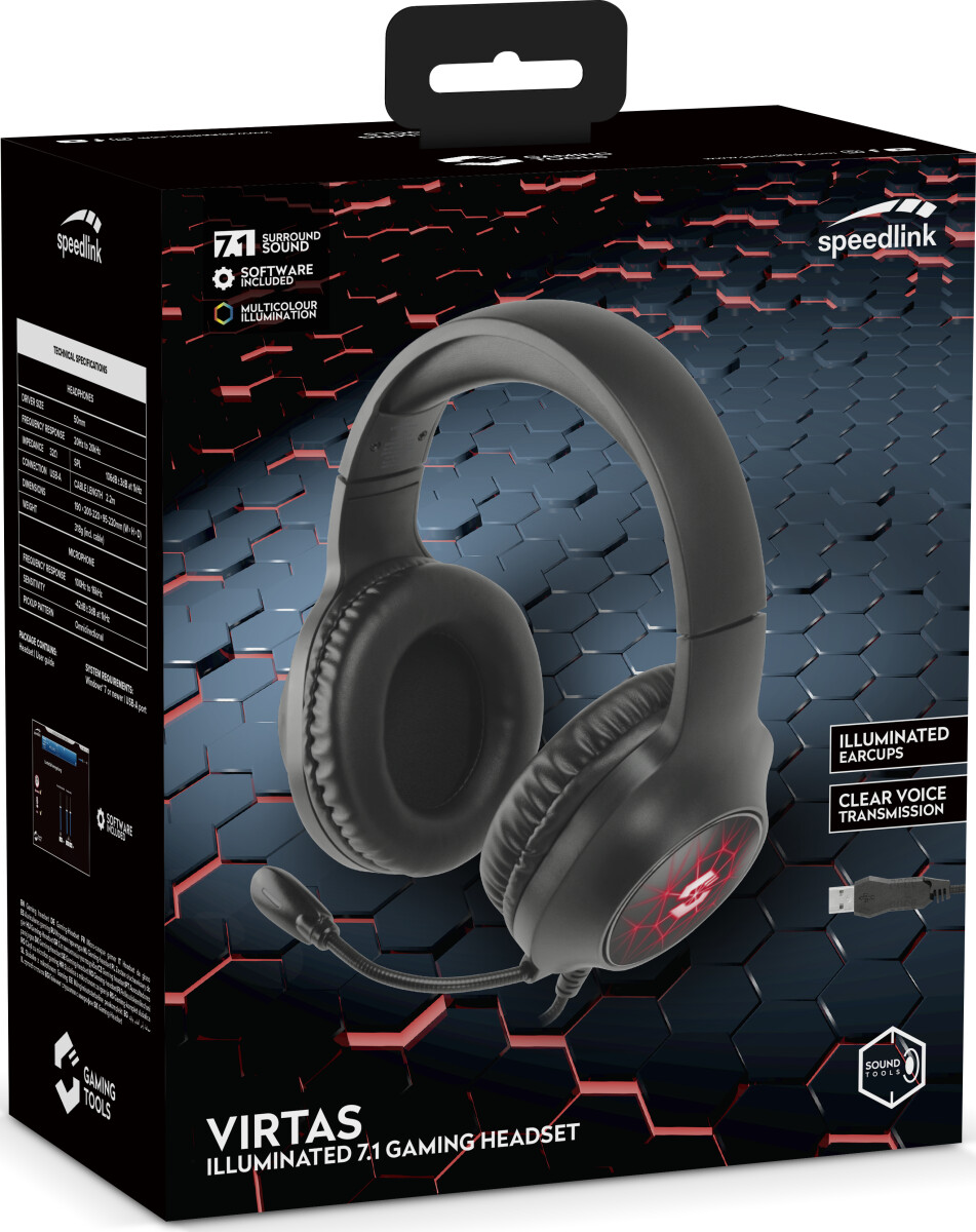 Køb Speedlink - 7.1 Gaming Headset - Virtas - Sort - Gucca.dk