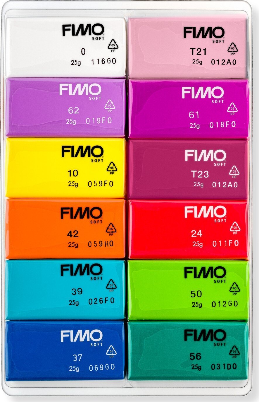Fimo Ler - Soft - Ler Til Ovn Sæt - 12 Brilliant Farver | Se tilbud og køb på Gucca.dk