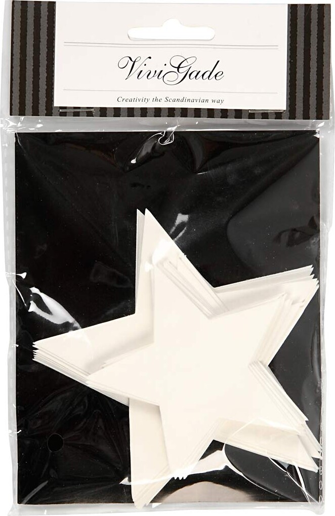 Køb Stjerner - Str. 7,3+10 Cm - 240 G - Hvid - 40 Stk fra Vivi Gade - Gucca.dk