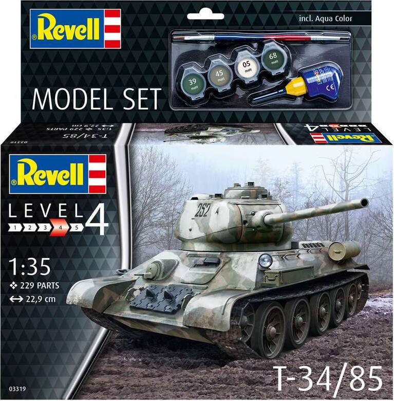 Revell - T-34 Tank Model Byggesæt - 1:35 - Level 4 - 03319 | Se tilbud ...