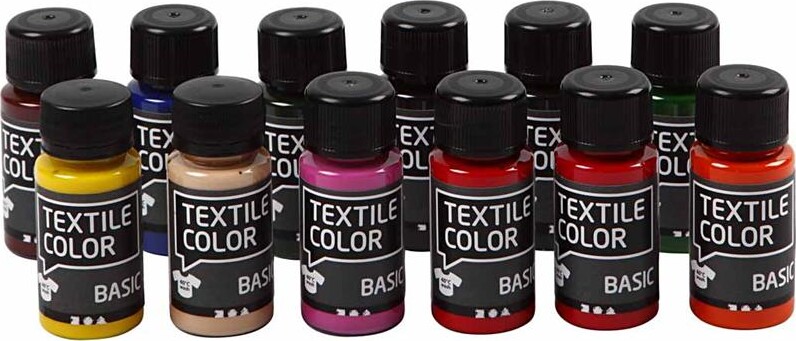 Tekstilmaling - Forskellige Farver - Textile Color Basic 12x50 Ml | Se ...