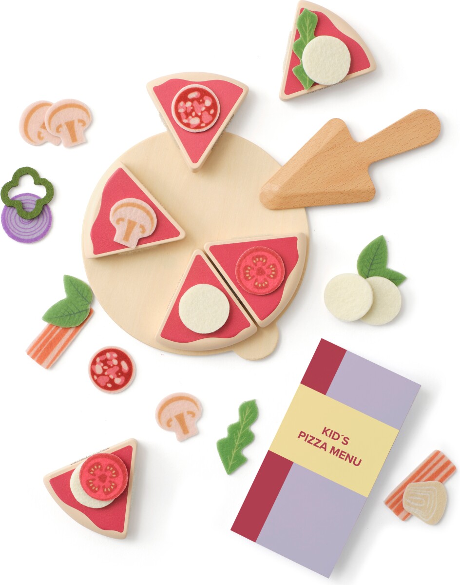 Køb Pizza Legemad I Træ Med Velcro - Pizza Sæt - Kids Concept - Gucca.dk