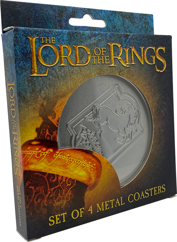 The Lord Of The Rings Set Of 4 Embossed Metal Coasters | Se tilbud og ...