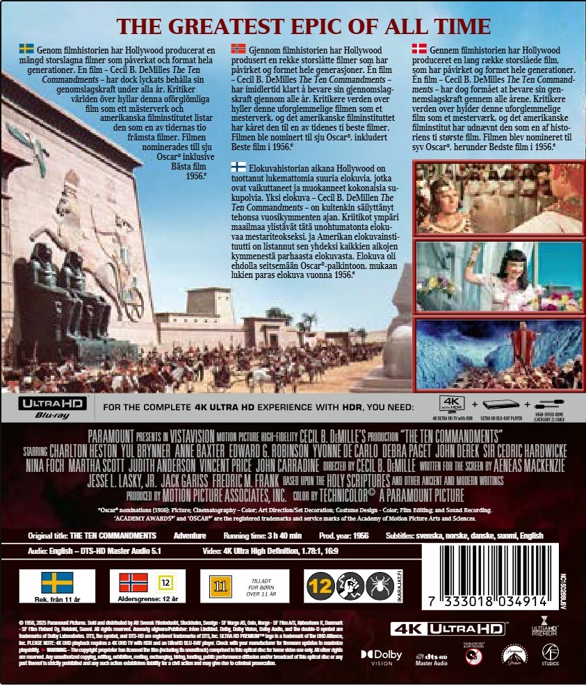 Køb The Ten Commandments på 4k Ultra HD Blu-Ray - film fra 1956 - Gucca.dk