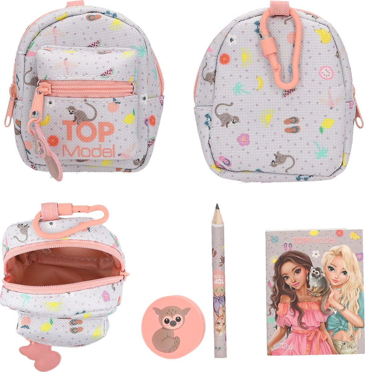 Top Model - Mini Rygsæk Nøglering Med Skrivesæt - Assorteret | Se ...