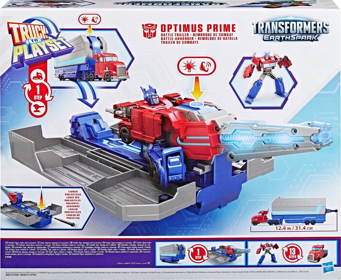 Køb Transformers - Earthspark Optimus Prime Battle Trailer - Hasbro ...