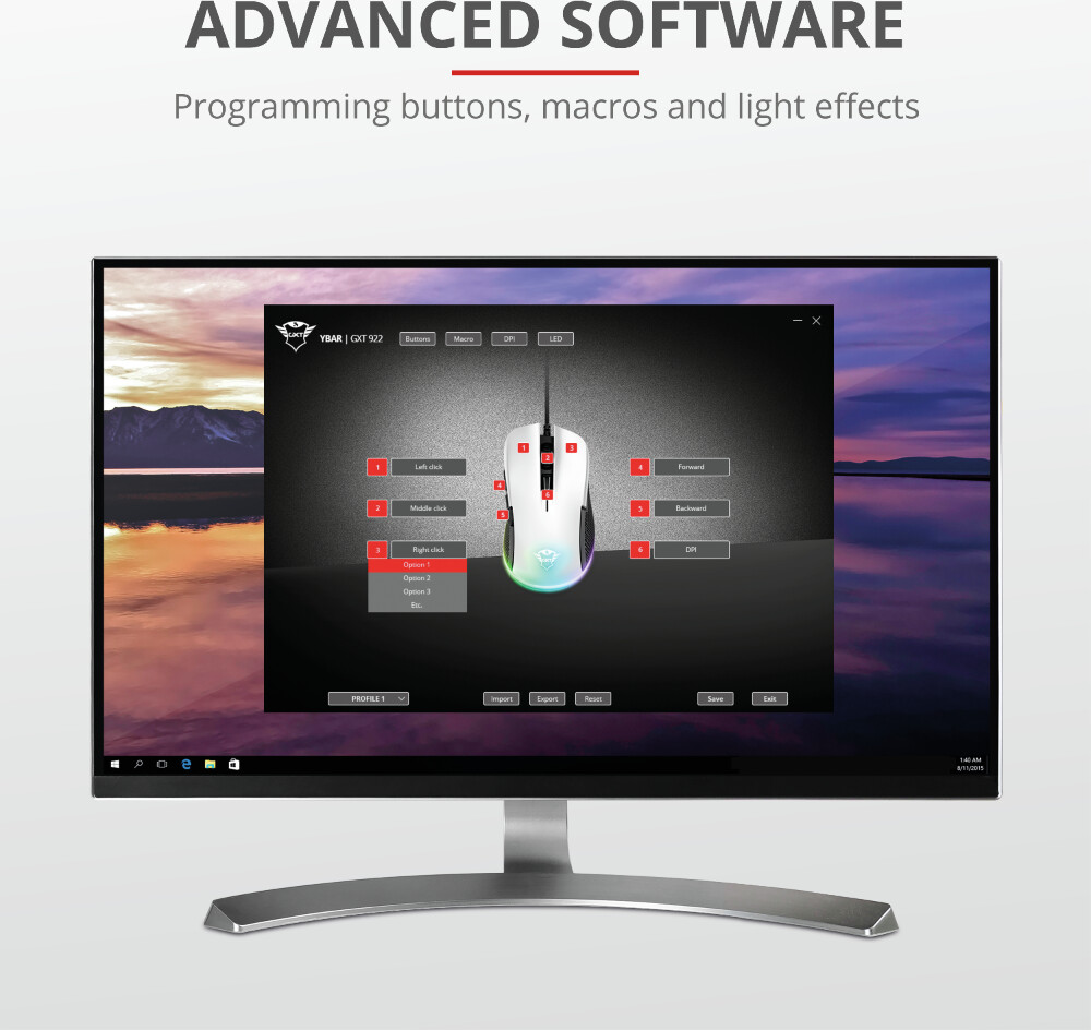 Trust - Gxt 922 Ybar Gaming Mus - Hvid - 7.200 Dpi | Se tilbud og køb ...