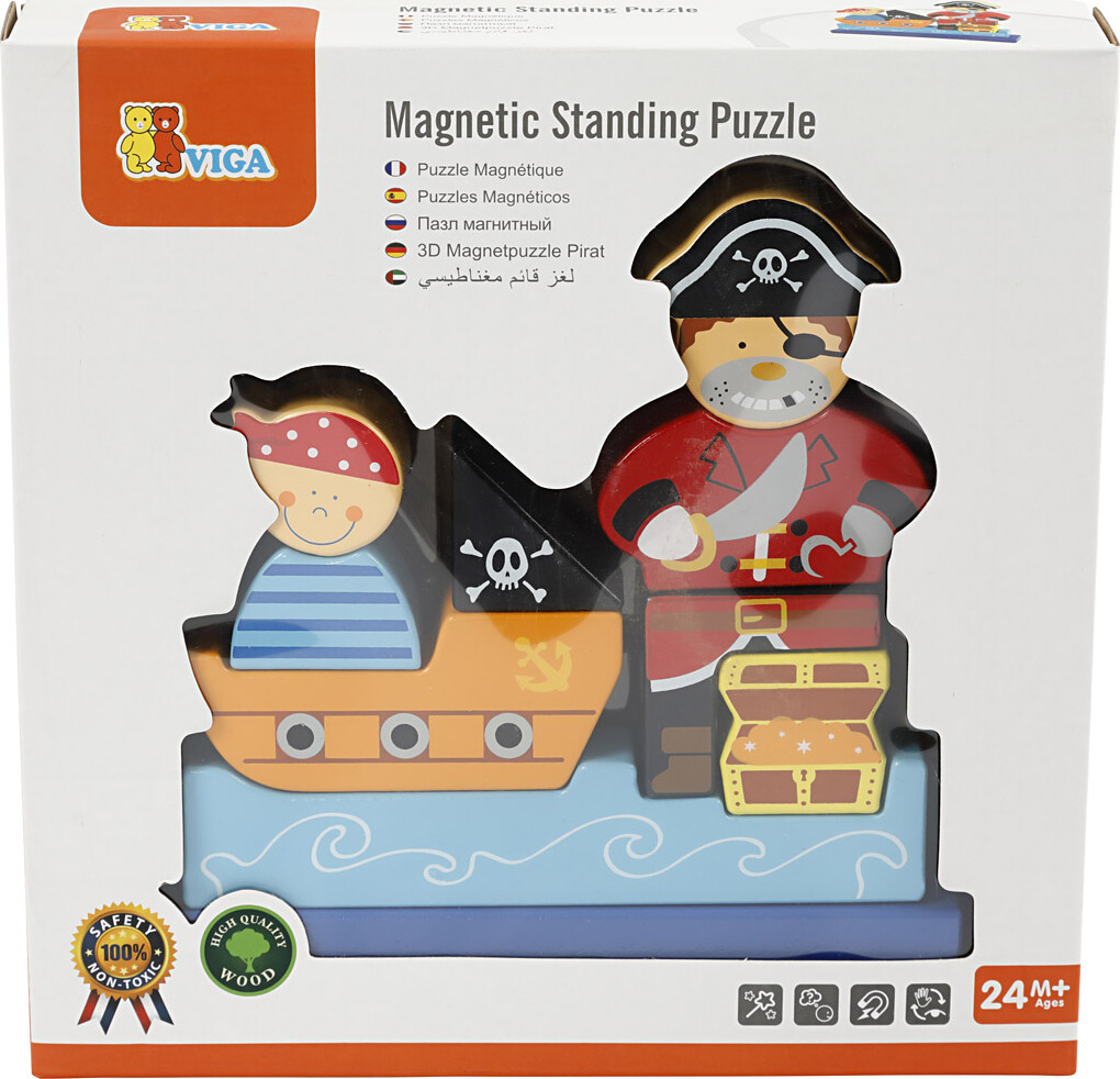 Køb Viga Puslespil I Træ - Pirater - Magnetisk 3d Puslespil - Gucca.dk