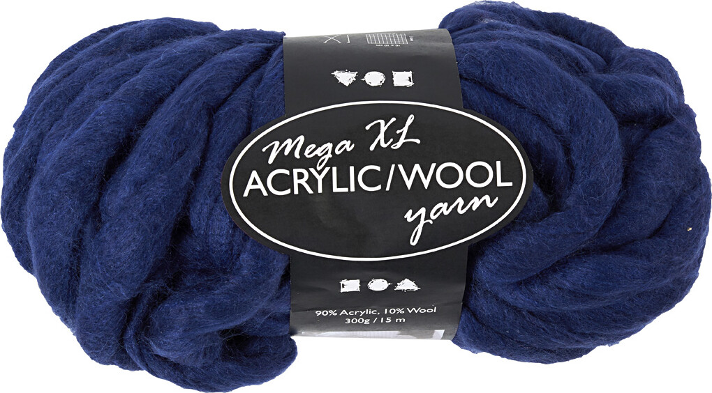 Køb Xl Kæmpegarn - Poly Akryl Uld - L 15 M - Mega - Mørk Blå 300 G fra ...