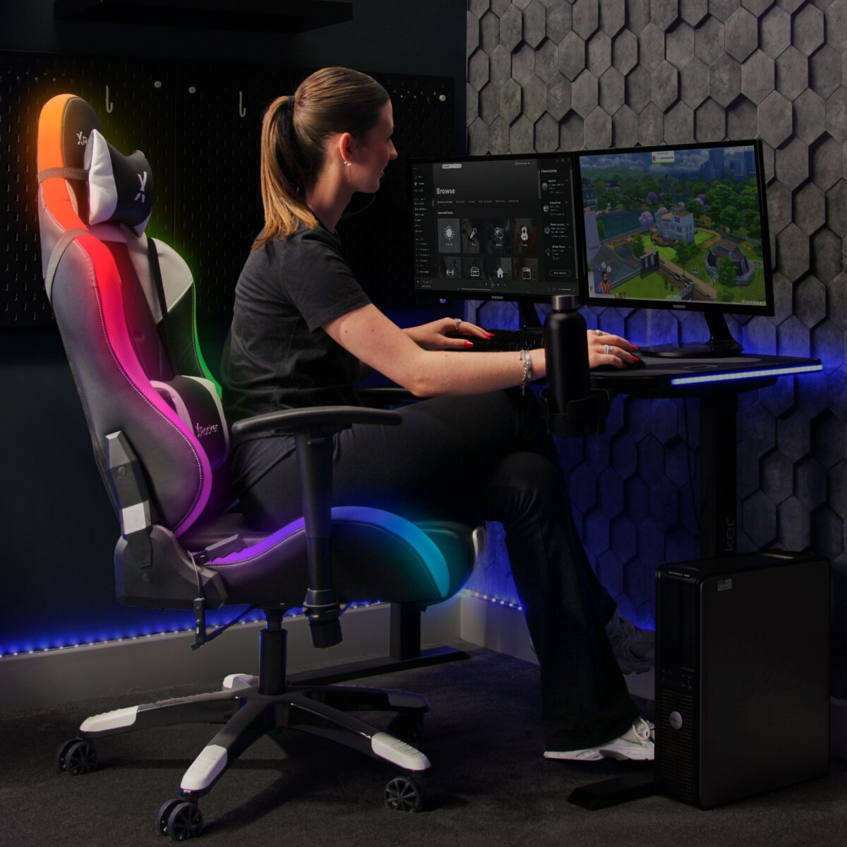 X-rocker - Agility Sport - Gaming Stol Med Rgb Lys - Sort Grå | Se ...