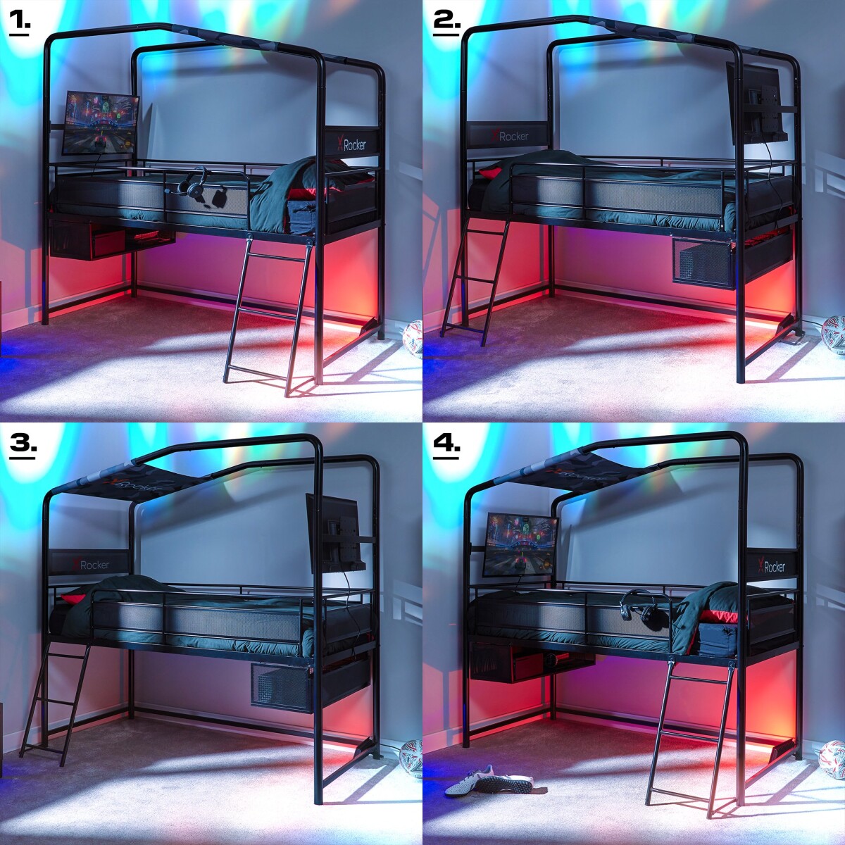 X-rocker - Contra Mid-sleeper - Gaming Køjeseng - Sort Camo | Se tilbud ...