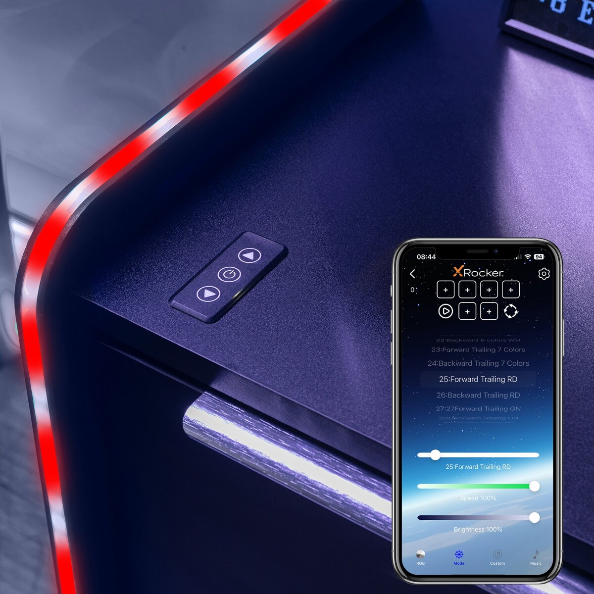 X-rocker - Electra - Gaming Sengebord Med Led Lys - Sort | Se tilbud og ...